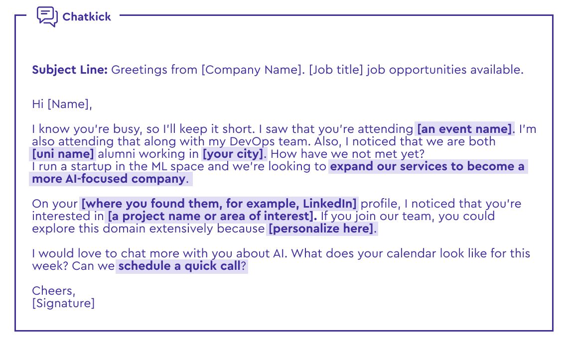 5 Cold Recruitment Email Templates To Win Engineering Candidates — Chatkick