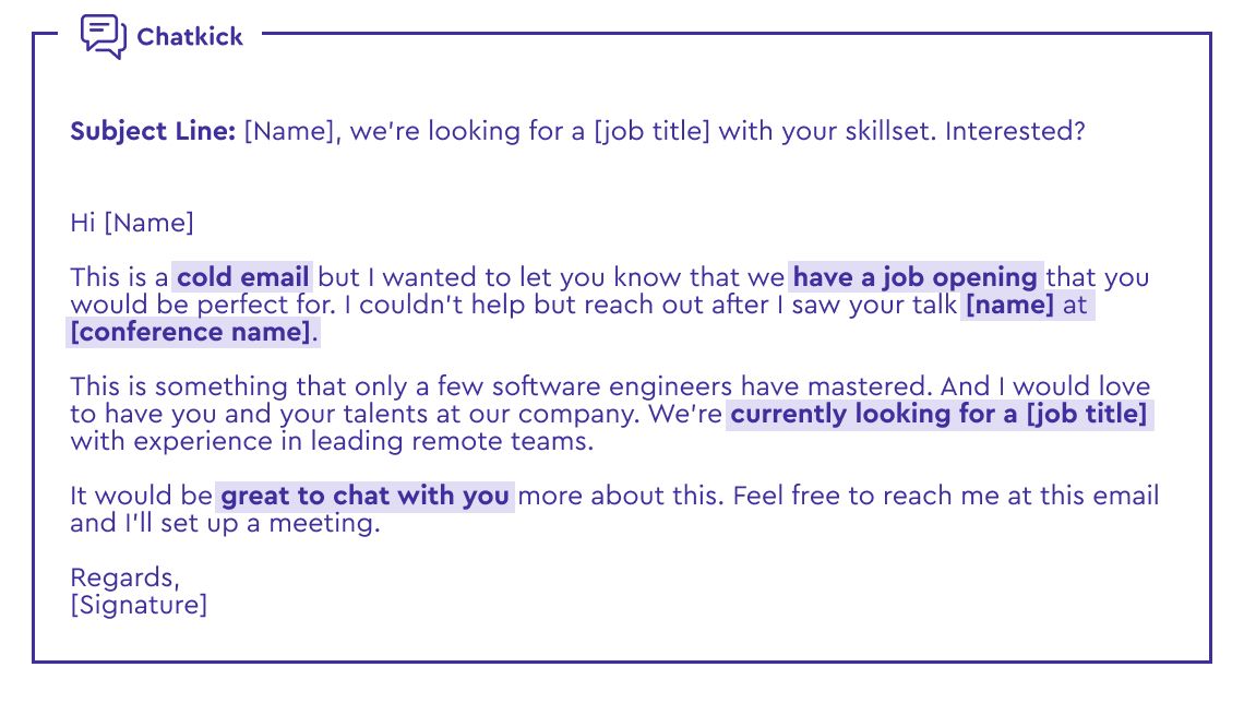 5 Cold Recruitment Email Templates To Win Engineering Candidates — Chatkick